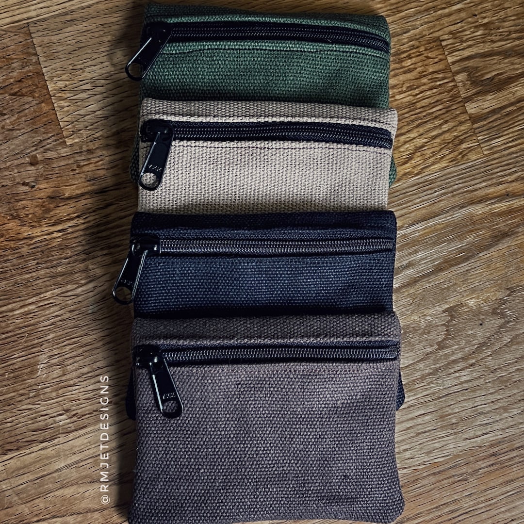 Organic 100% Hemp Waxed Canvas Zipper Micro Pouch Wallet Coin Purse ...