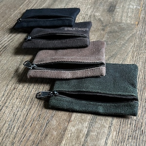 Organic 100% Hemp Waxed Canvas Zipper Micro Pouch Wallet Coin Purse ...