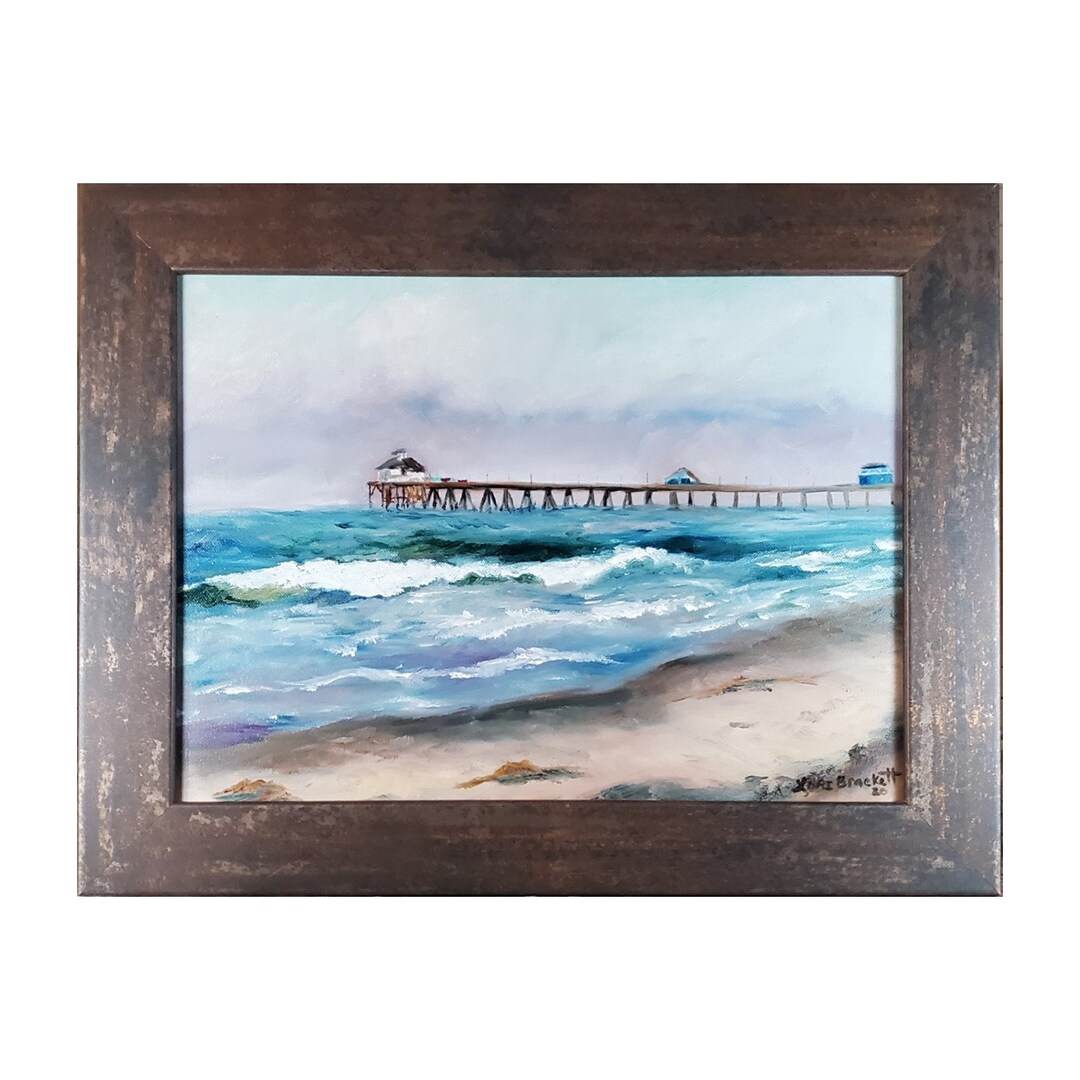 Seascape Original Oil Painting Boardwalk Pier San Diego Maritime Theme ...