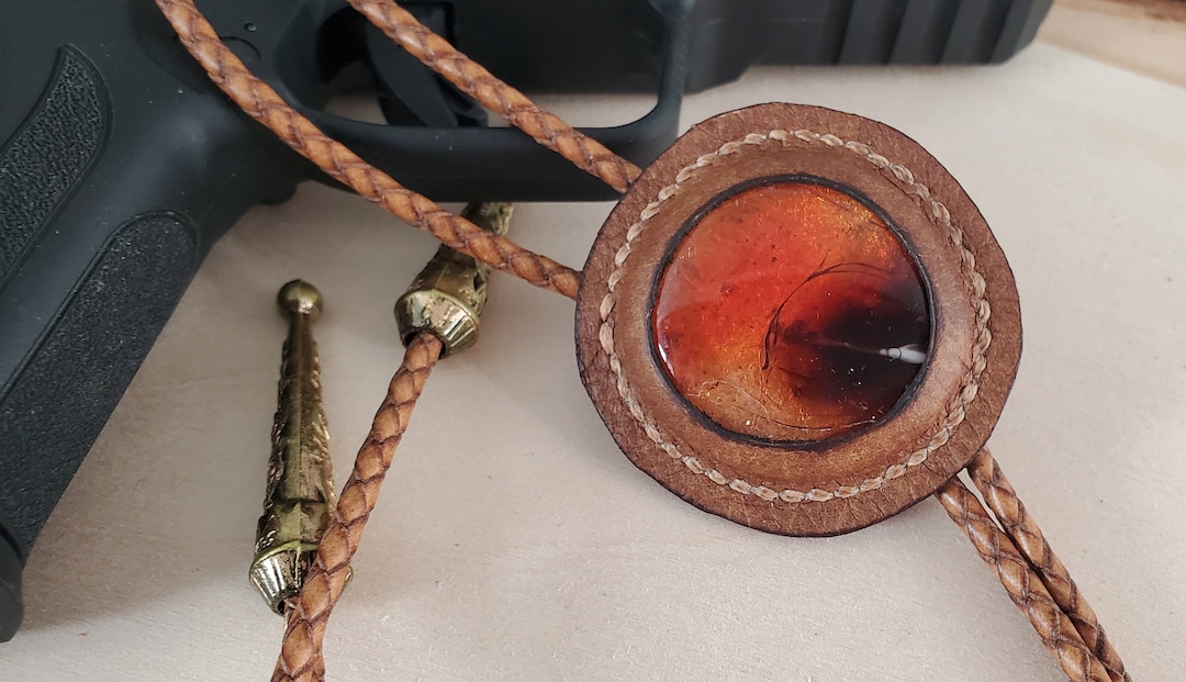 Bolo Tie Western Ware Cowboy Necktie Gift for Him Light Brown Leather ...