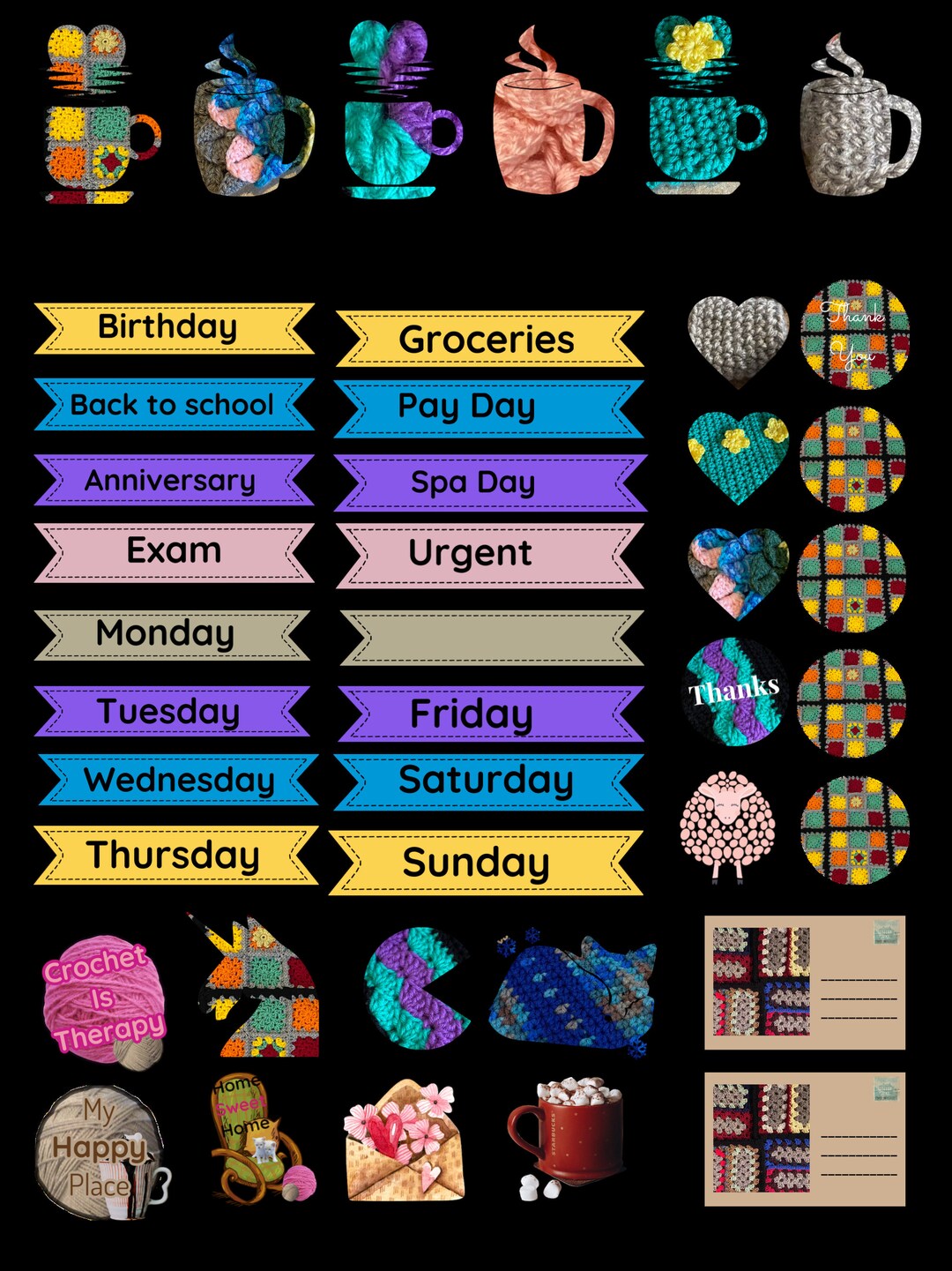 PDF Printable Crochet Planner Stickers - Etsy