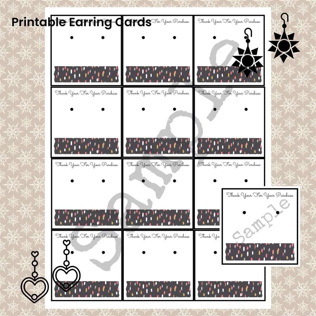 Digital Earring Cards - PNG Downloadable Earring Display Cards - Etsy