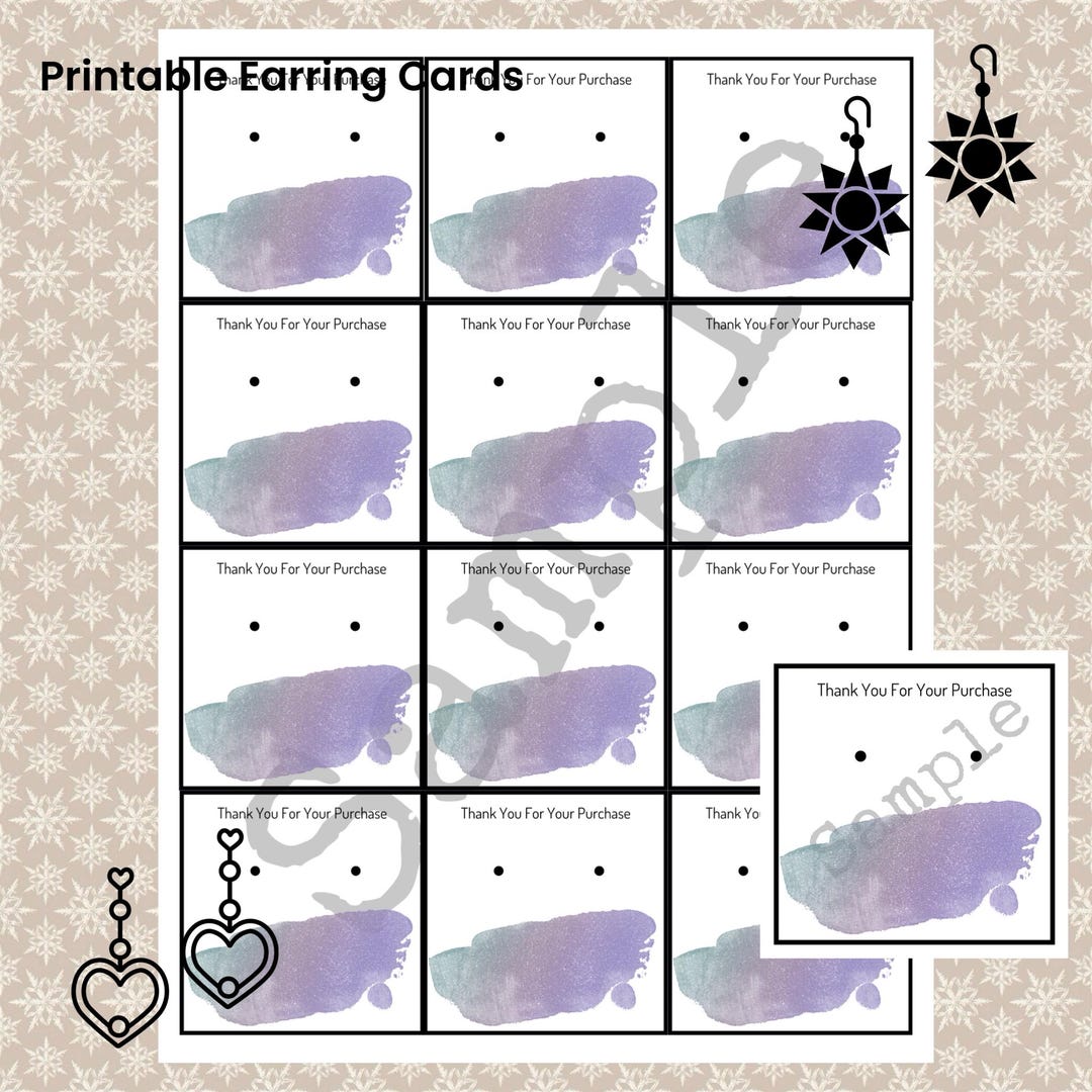 Digital Earring Cards - PNG Downloadable Earring Display Cards - Etsy