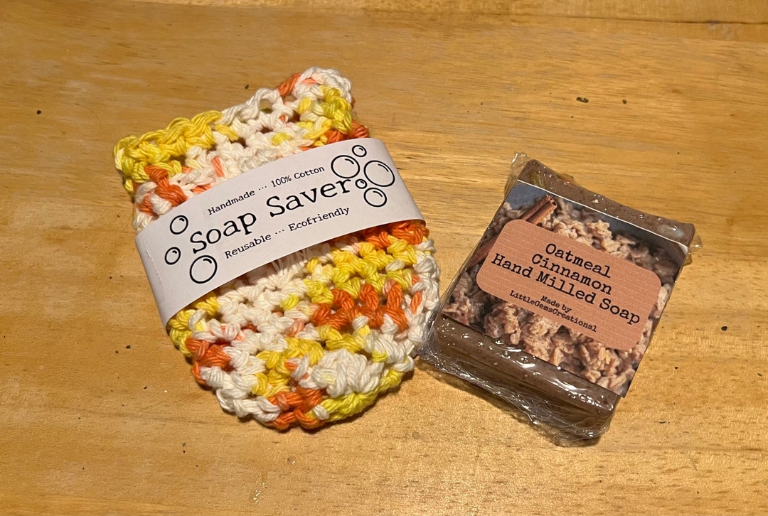 Cotton Soap Saver • Mini Spa Set • 1 X Soap Saver & Hand-milled Soap ...