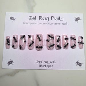 Ant Covered/ Realistic Bugs / Sparkly Pink Press on Nails - Hand ...