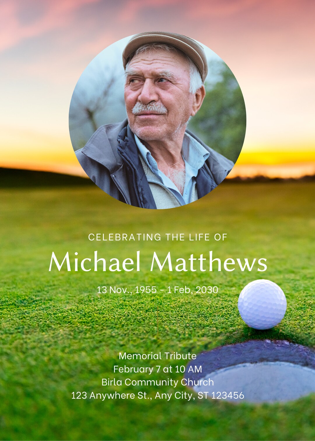Two Sided Golf Memorial Card for Funeral With Photo and Poem - Etsy