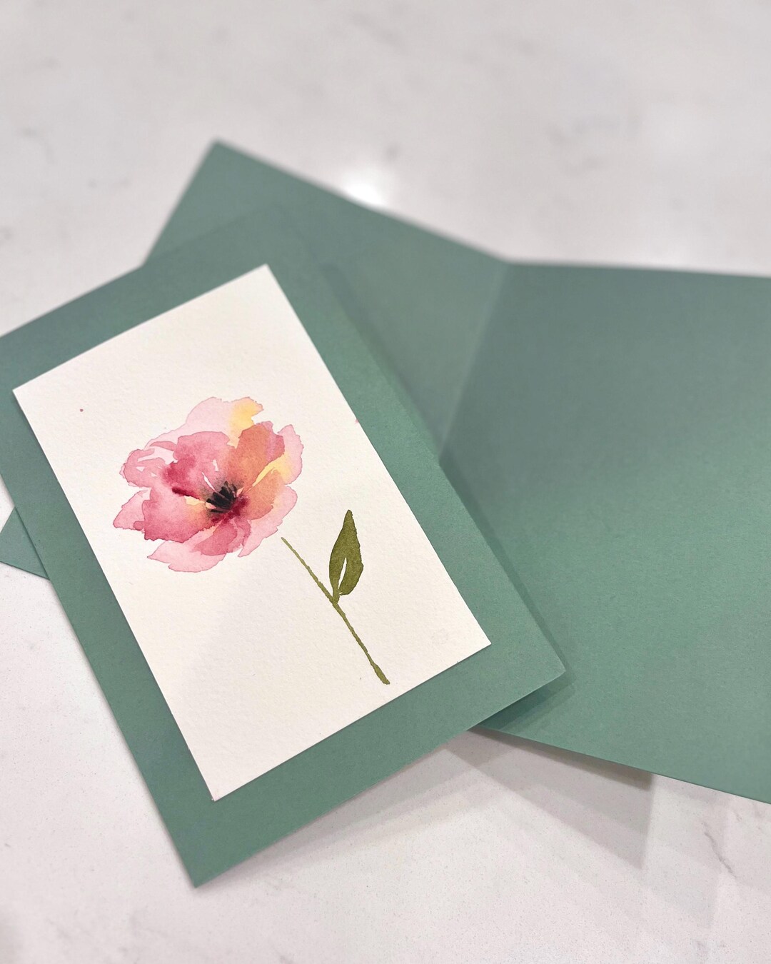 Poppy Card: Original Watercolor Blank Card, Loose Watercolor Poppy ...