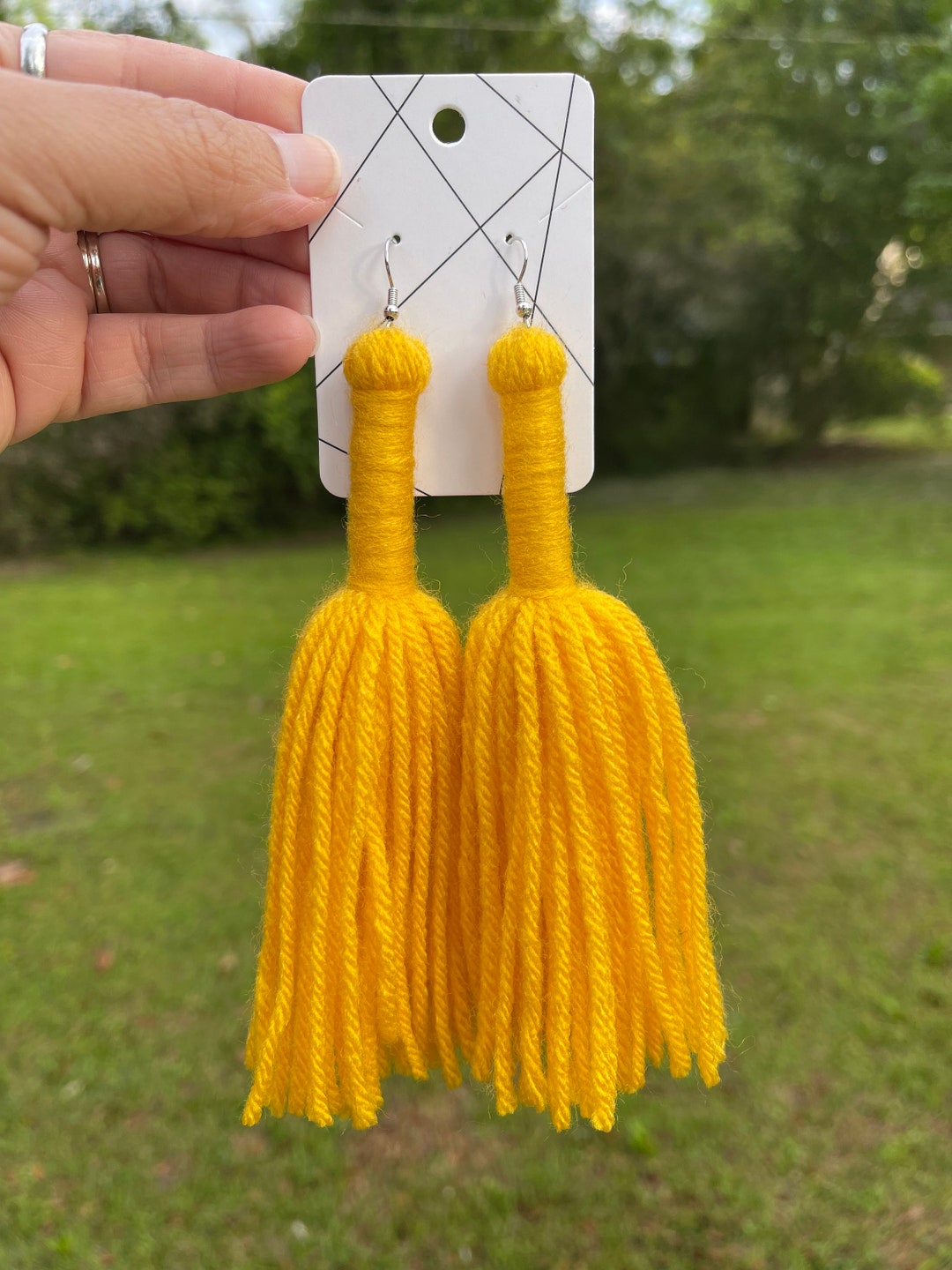 Long Yarn Tassel Earrings - Etsy