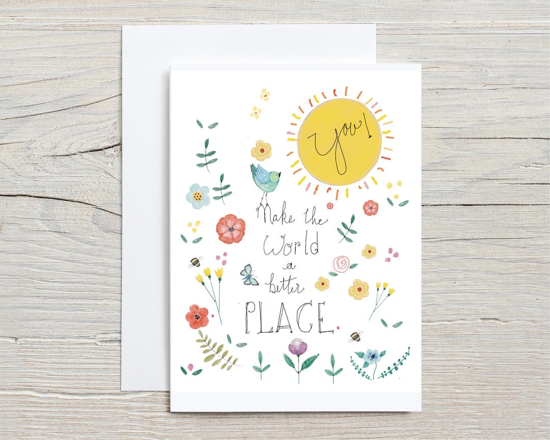 Watercolor Floral Friendship Card: Cheery 'you Make the World Better ...