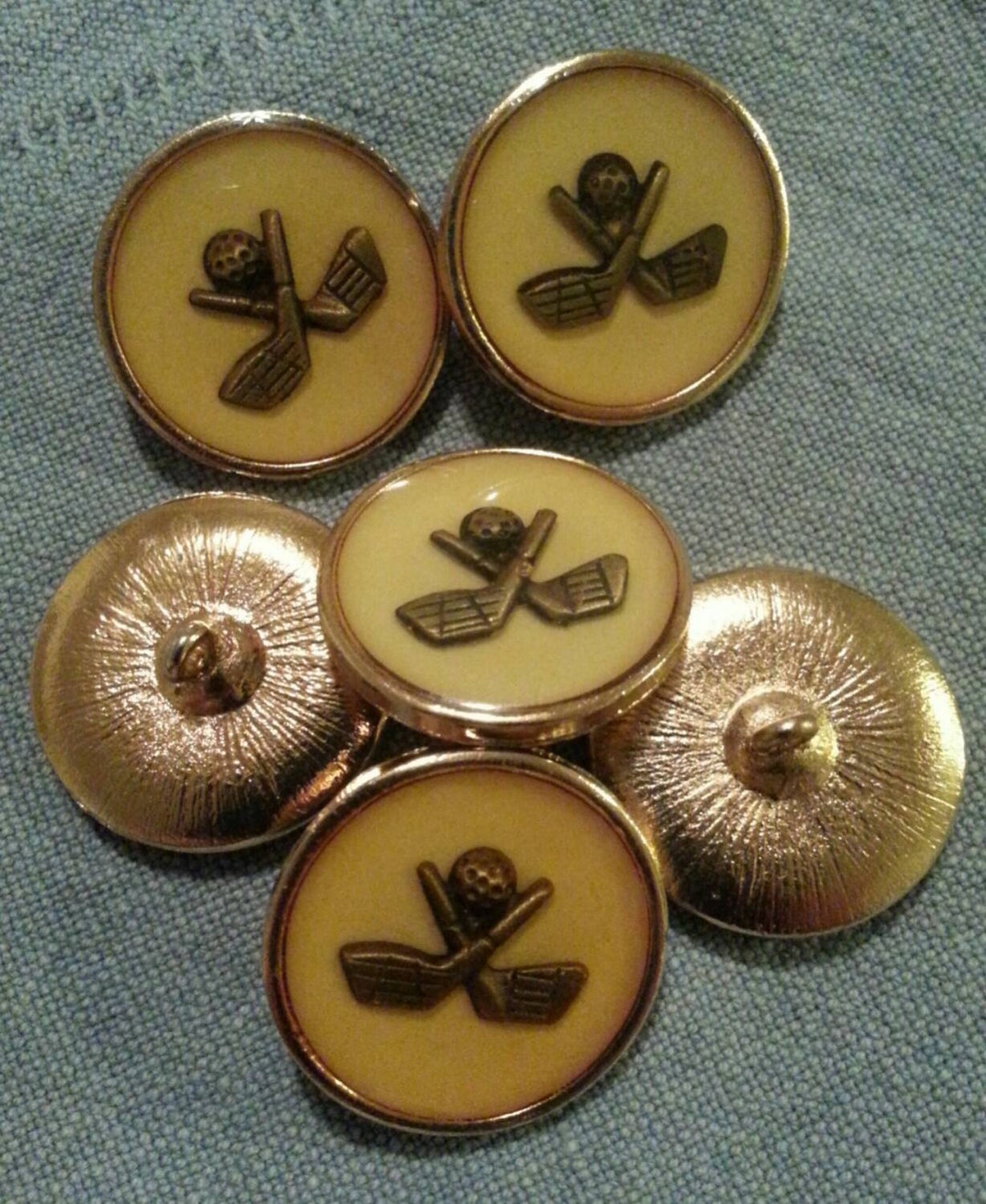 Golf Motif Metal Buttons With Metal Shanks Set of 6 - Etsy