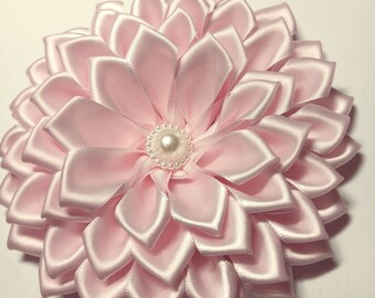 Light Pink Kanzashi Satin Flower Brooch Ribbon Flower Brooch Dress ...