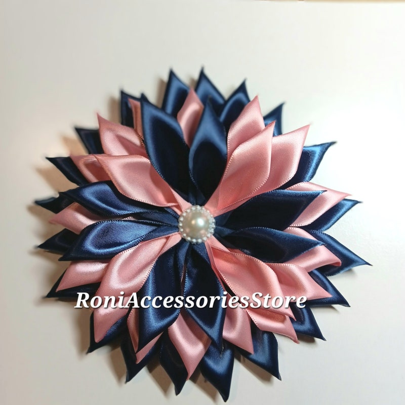 Pink and Navy Ribbon - Etsy