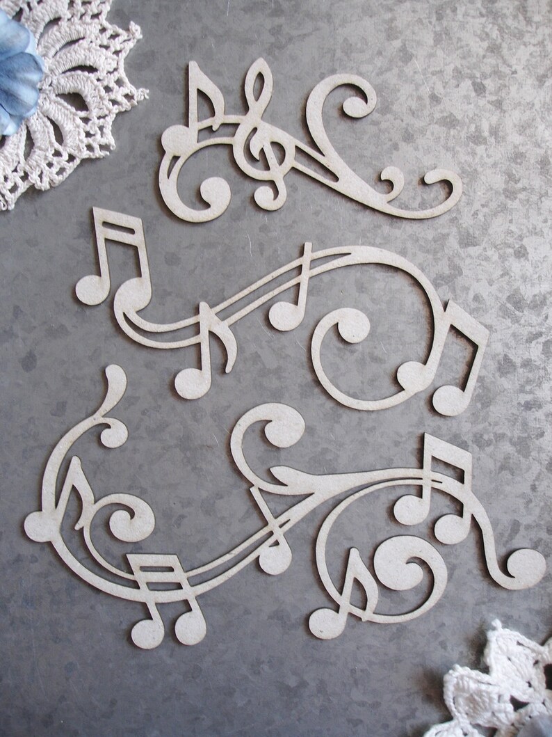 Scrapaholics Chipboard Music Note Flourishes | Etsy