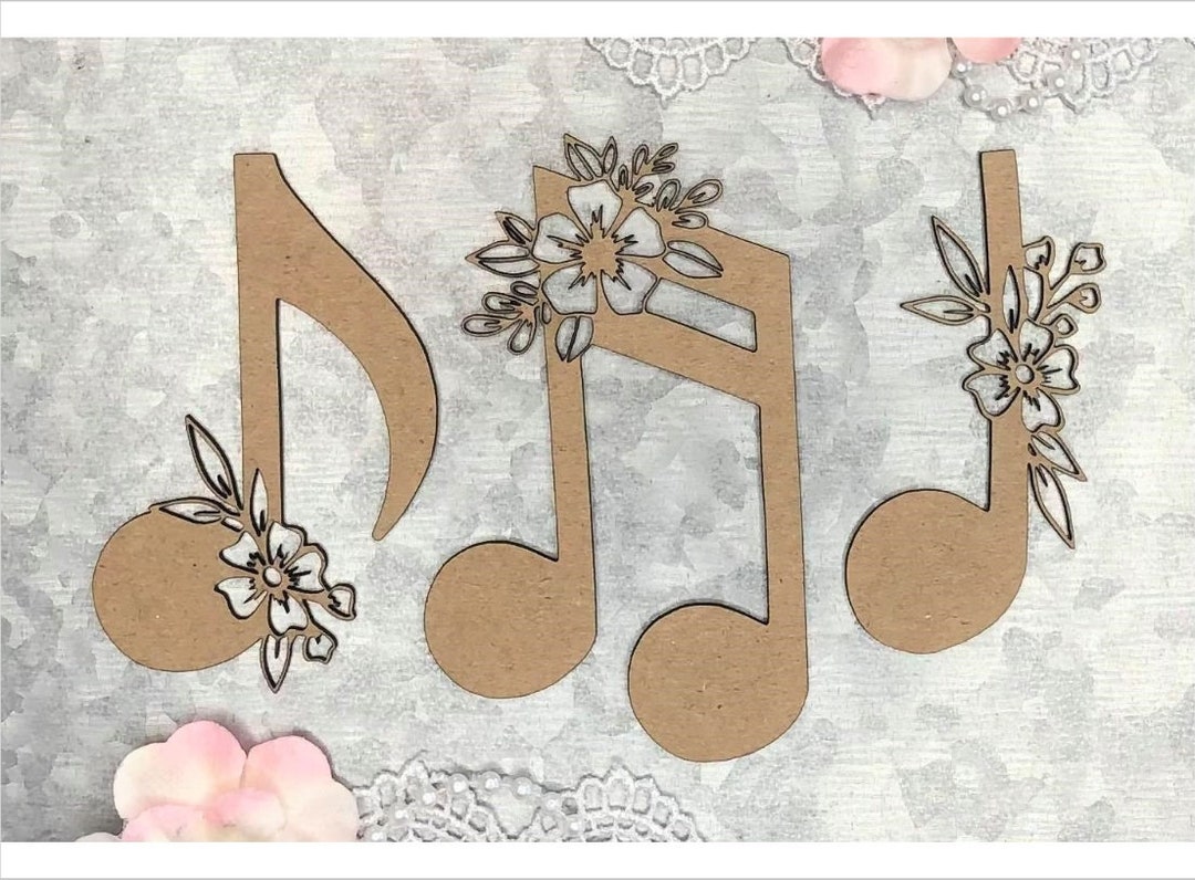 Scrapaholics Chipboard - Floral Music Notes - Etsy