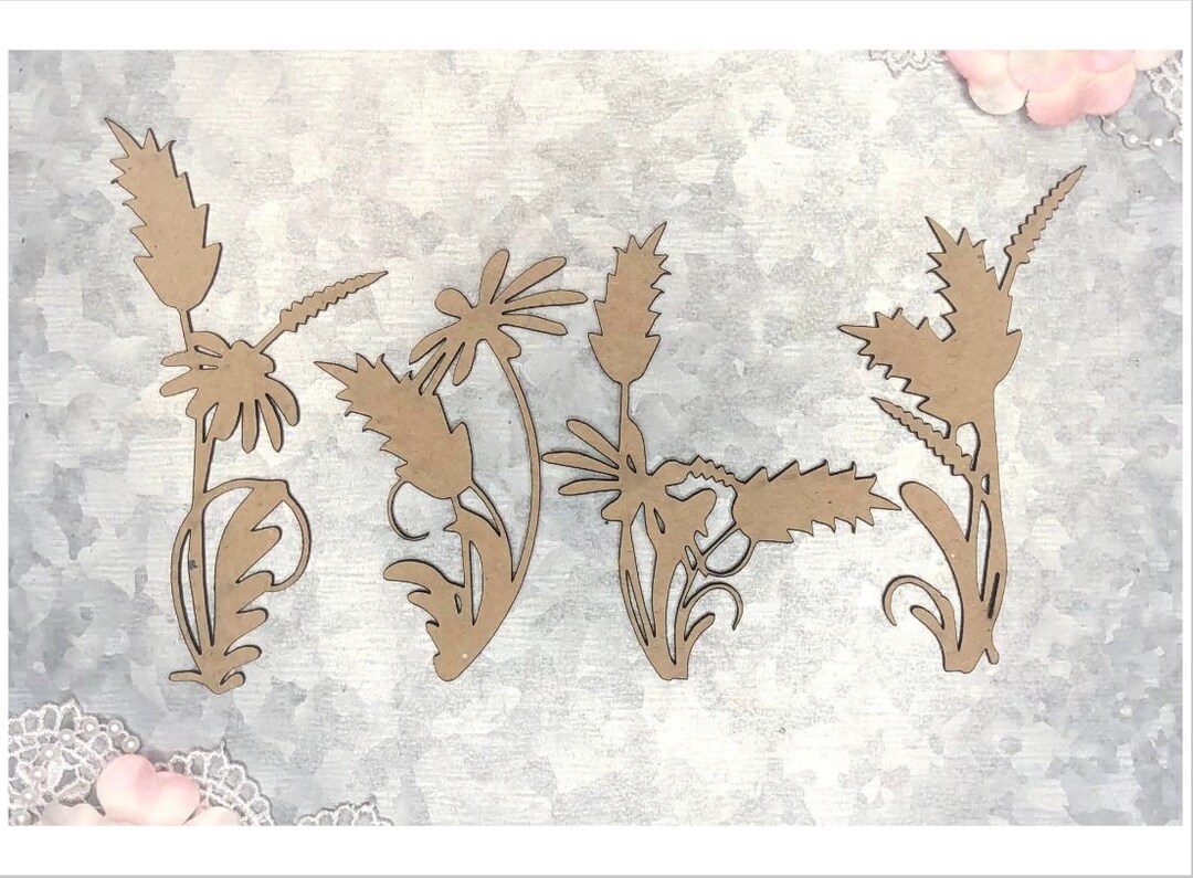 Scrapaholics Chipboard - Floral Wheat Bits - Etsy