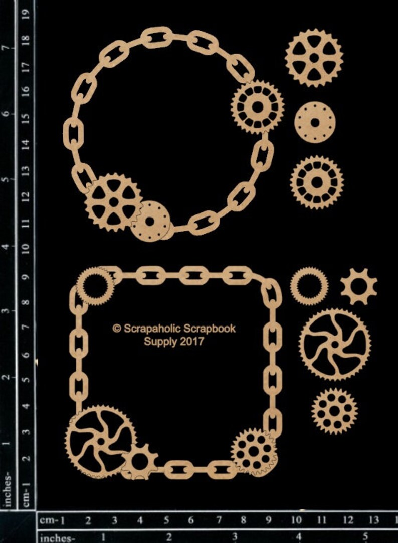 Scrapaholics Chipboard Chain Gear Layered Frames | Etsy