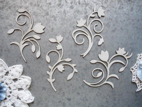Scrapaholics Chipboard Floral Flourish Bits | Etsy
