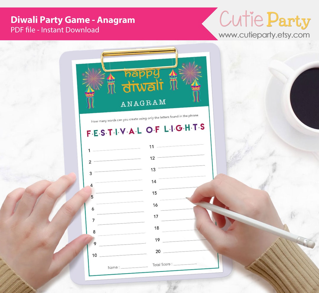 Diwali Anagram, Diwali Printable, Diwali Word Game, Indian Party Game ...