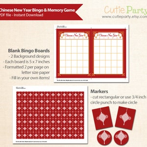 Chinese New Year Bingo & Memory Game Printable Chinese New | Etsy