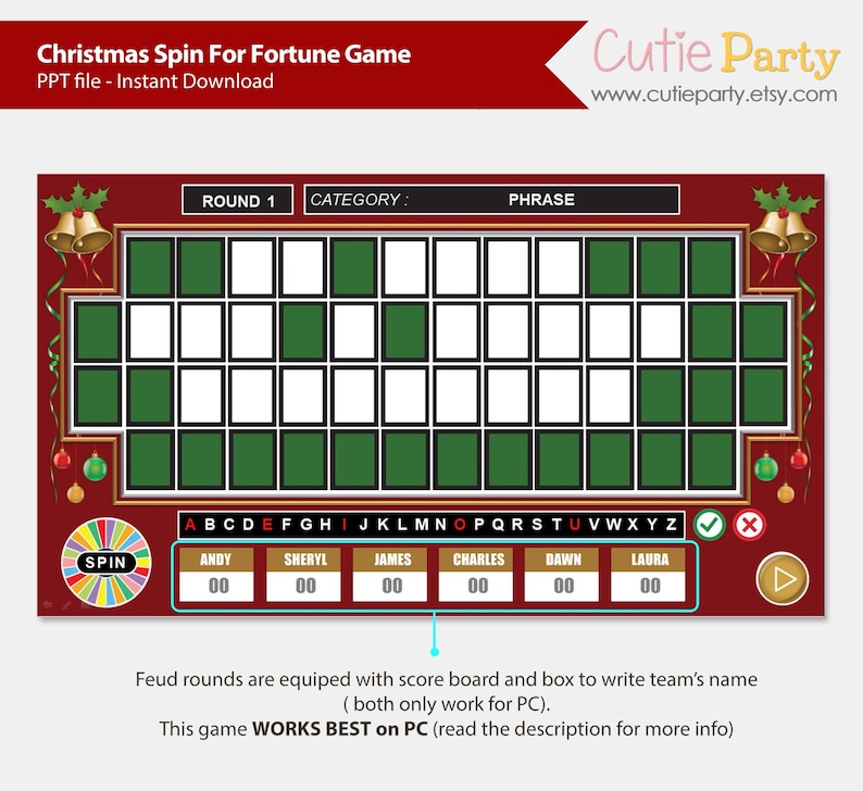 Wheel of Fortune Christmas Wheel of Fortune Christmas | Etsy