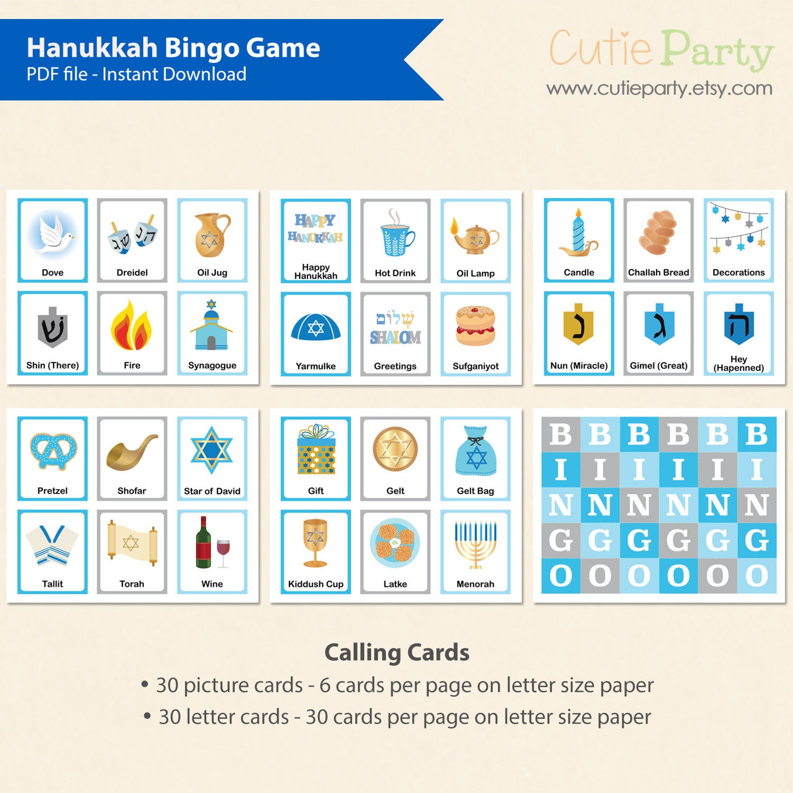 Hanukkah Party Game Jewish Holiday Bingo Printable Hanukkah | Etsy Canada