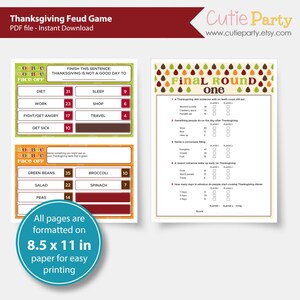 Thanksgiving Feud Game, Thanksgiving Party Game, Printable Feud Game ...