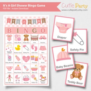 Girl Baby Shower Bingo, Girl Bingo Game, Girl Baby Shower Bingo ...