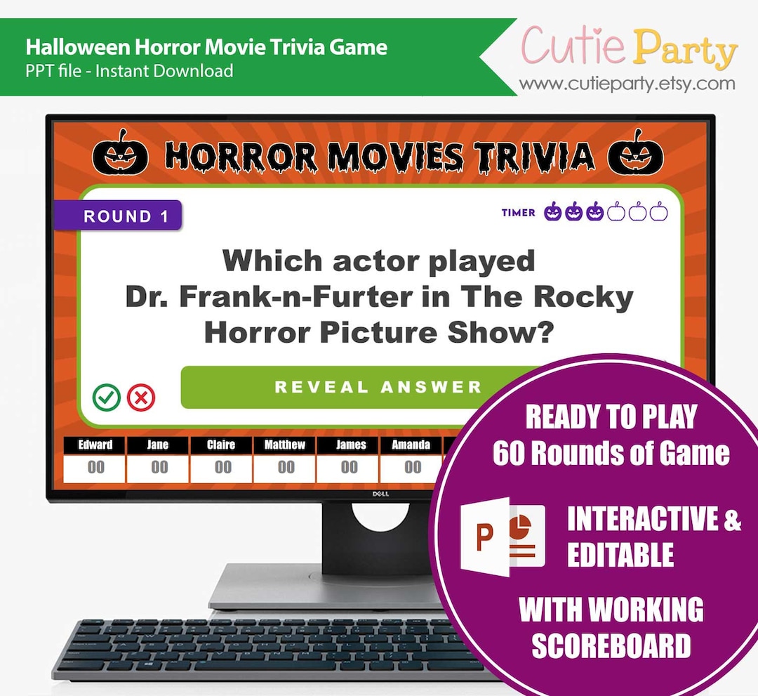 Halloween Trivia Game, Horror Movie Guessing Game, Halloween Quiz Night ...