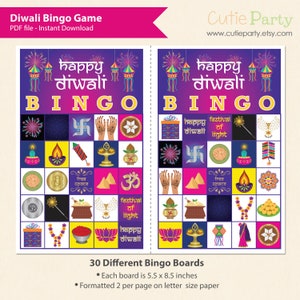 Diwali Bingo Game, Indian Holiday Party Bingo Game, Asian Holiday Bingo ...