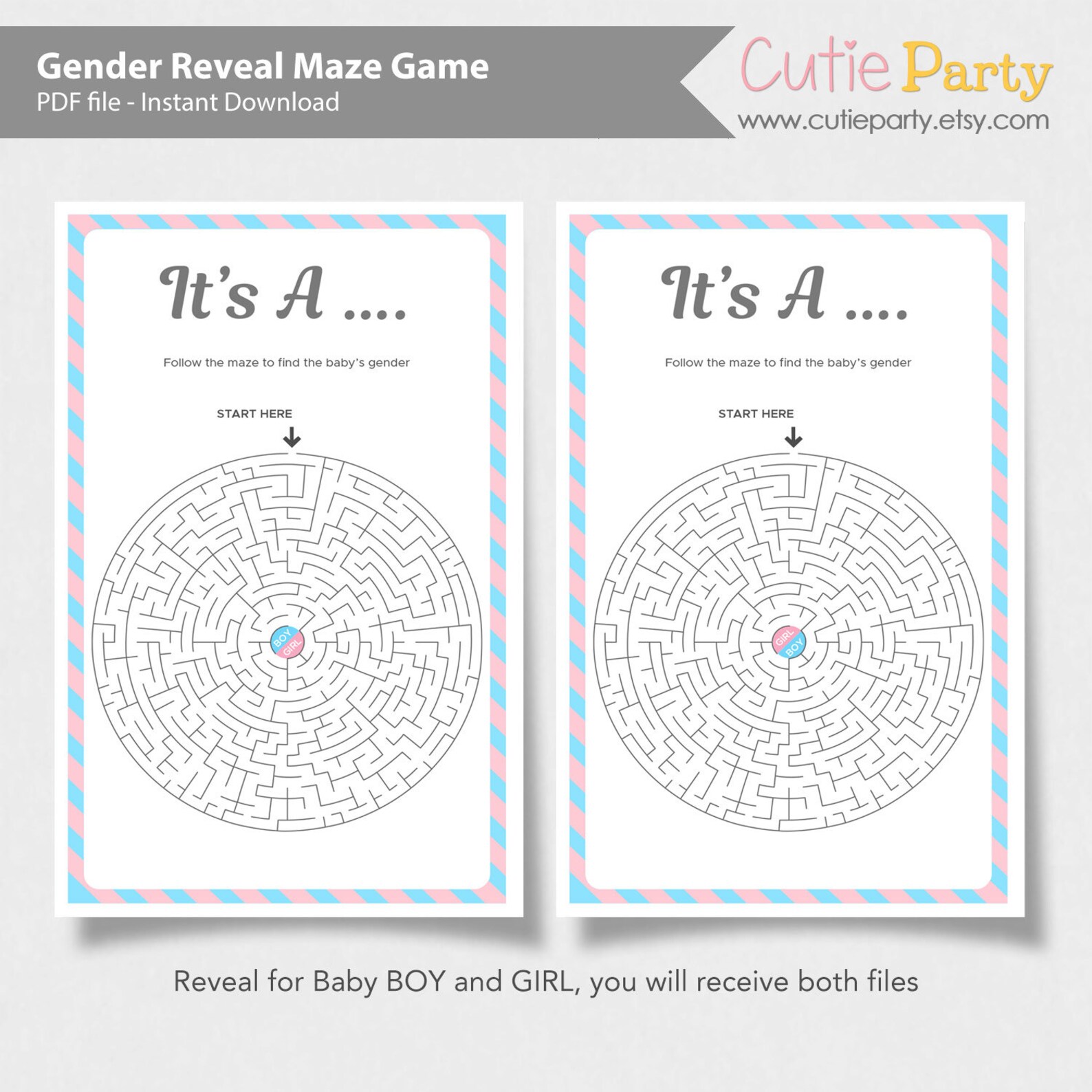 Gender Reveal Maze Game, Gender Reveal Baby Shower Game, Maze Baby ...