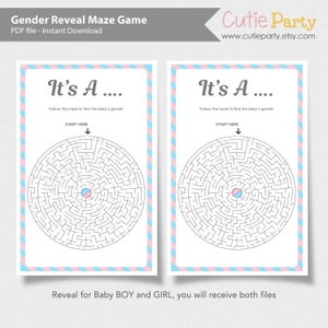 Gender Reveal Maze Game, Gender Reveal Baby Shower Game, Maze Baby Shower Game, Baby Shower Maze ...