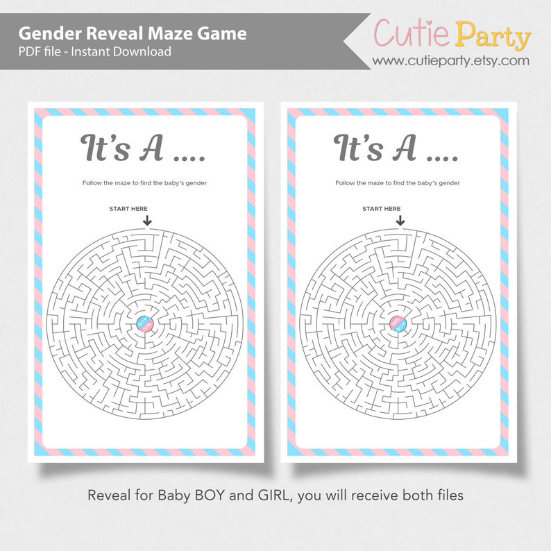 Gender Reveal Maze Game, Gender Reveal Baby Shower Game, Maze Baby ...