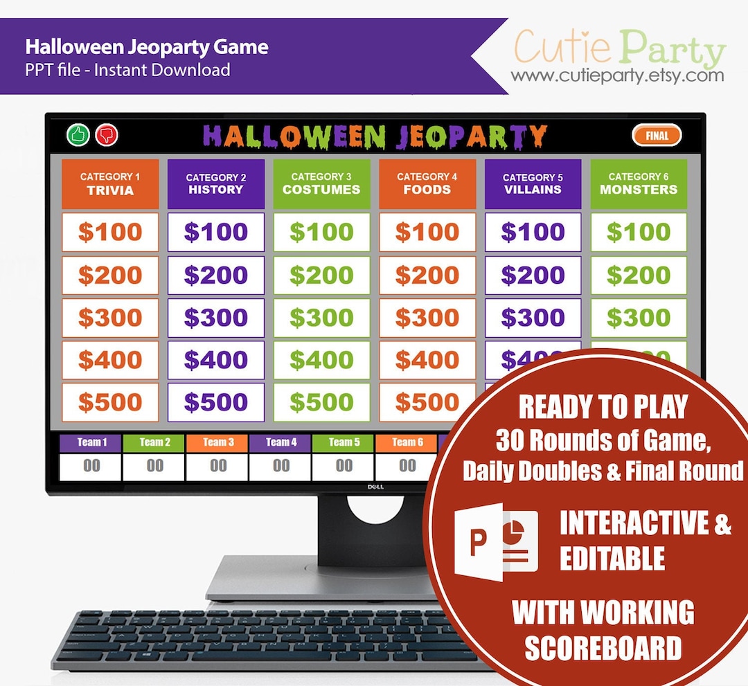 Halloween Interactive Game, Halloween Party Game, Halloween Jeoparty, Virtual Halloween Trivia ...