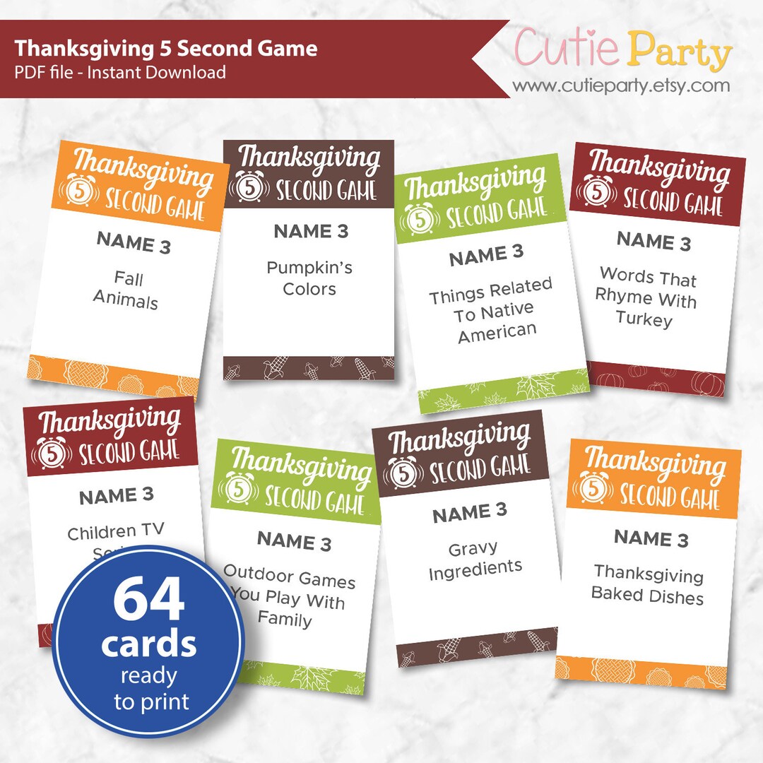 Thanksgiving 5 Second Game, Thanksgiving Trivia, Autumn Trivia, Fall ...
