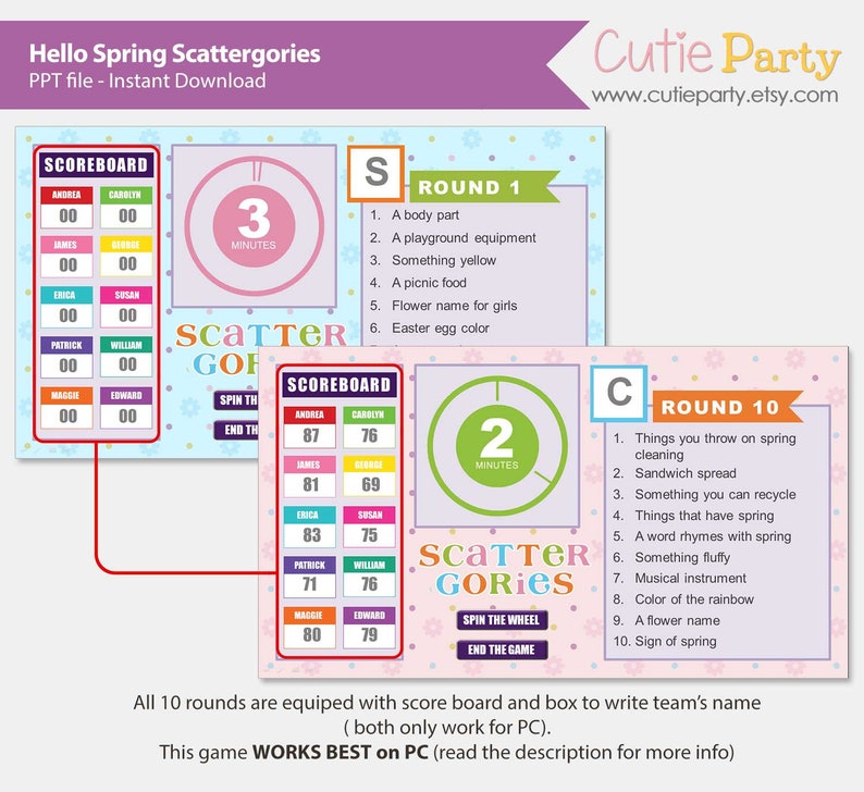 Easter Scattergories Spring Holiday Word Game Easter Trivia | Etsy