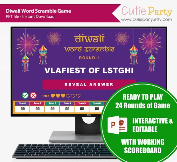 Diwali Word Scramble Game Indian Holiday Party Game Diwali - Etsy