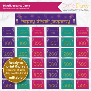 Diwali Jeoparty Game, Diwali Holiday Trivia Game, Virtual Diwali ...