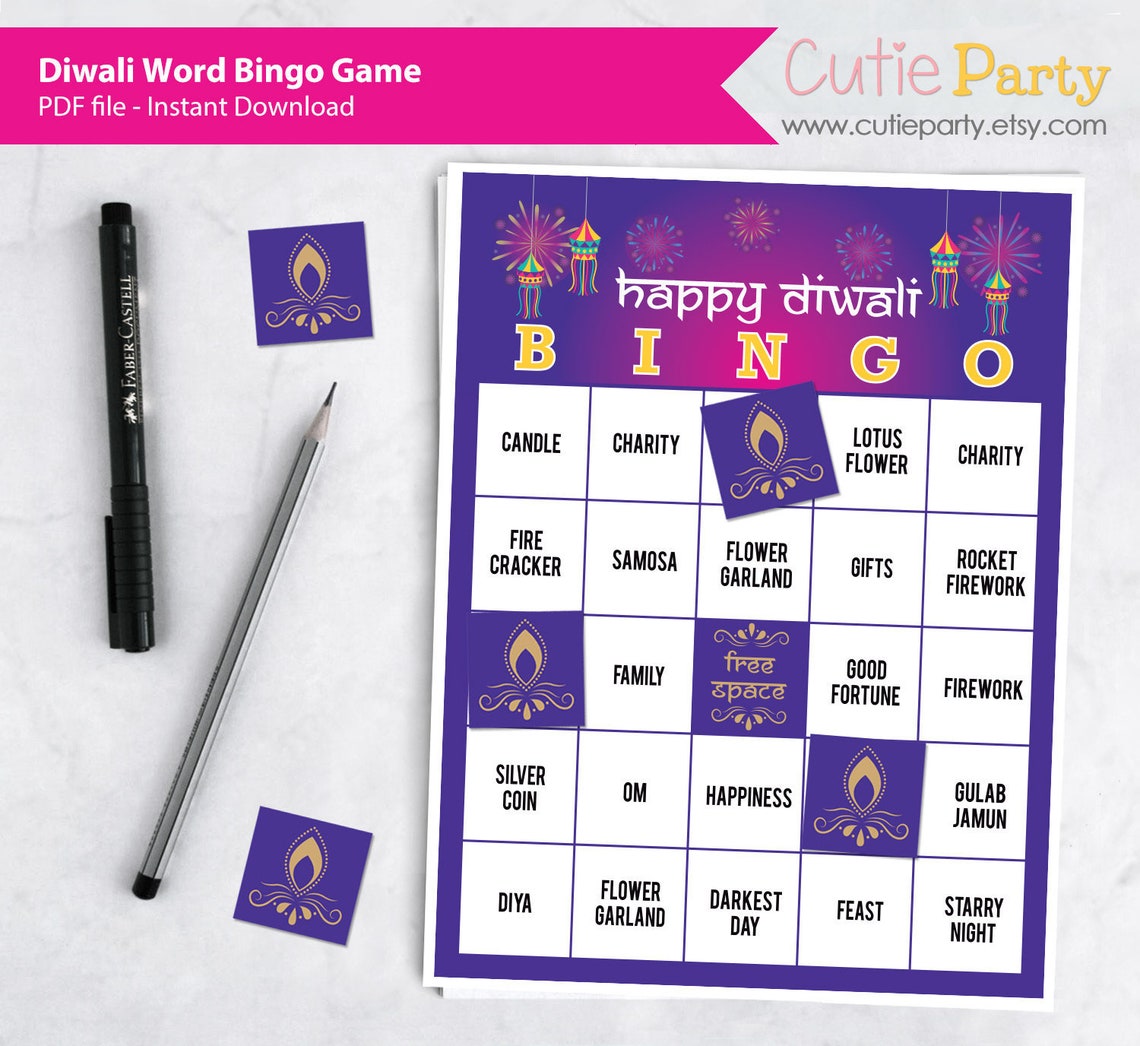 Diwali Party Game Diwali Bingo Game Indian Holiday Bingo - Etsy