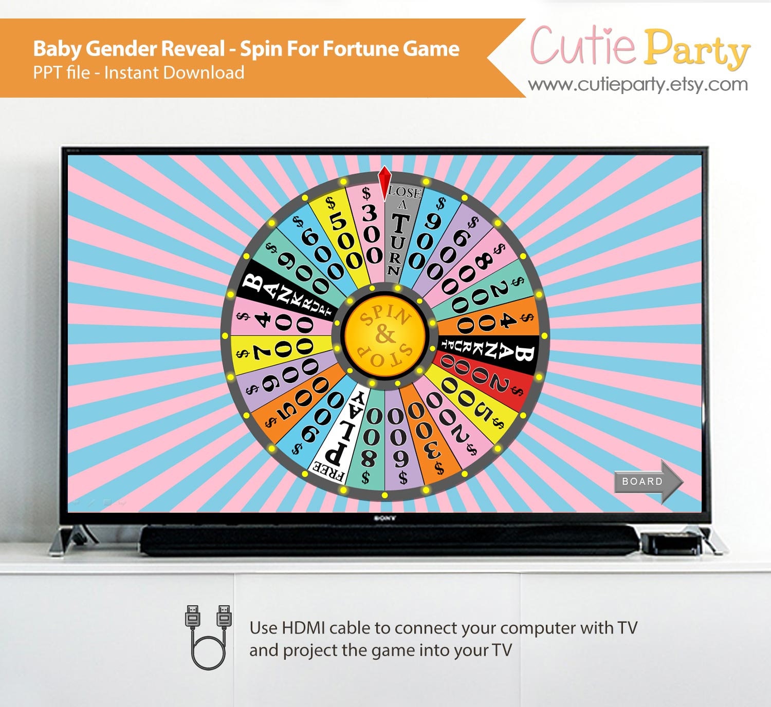 Wheel of Baby Shower Gender Reveal Wheel Fortune Boy Girl | Etsy Canada