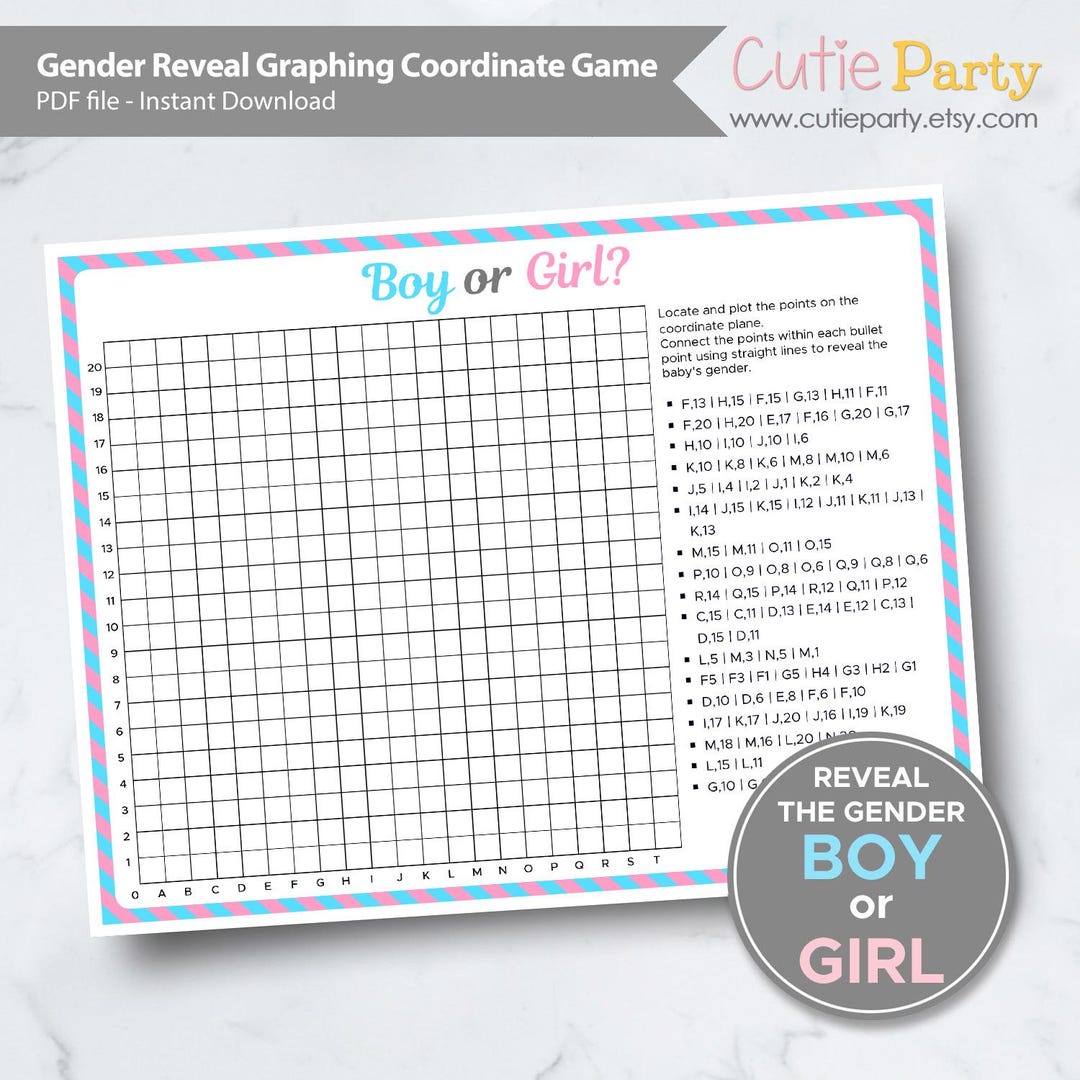 Gender Reveal Coordinate Graphing Game: Baby Shower Printable (digital ...