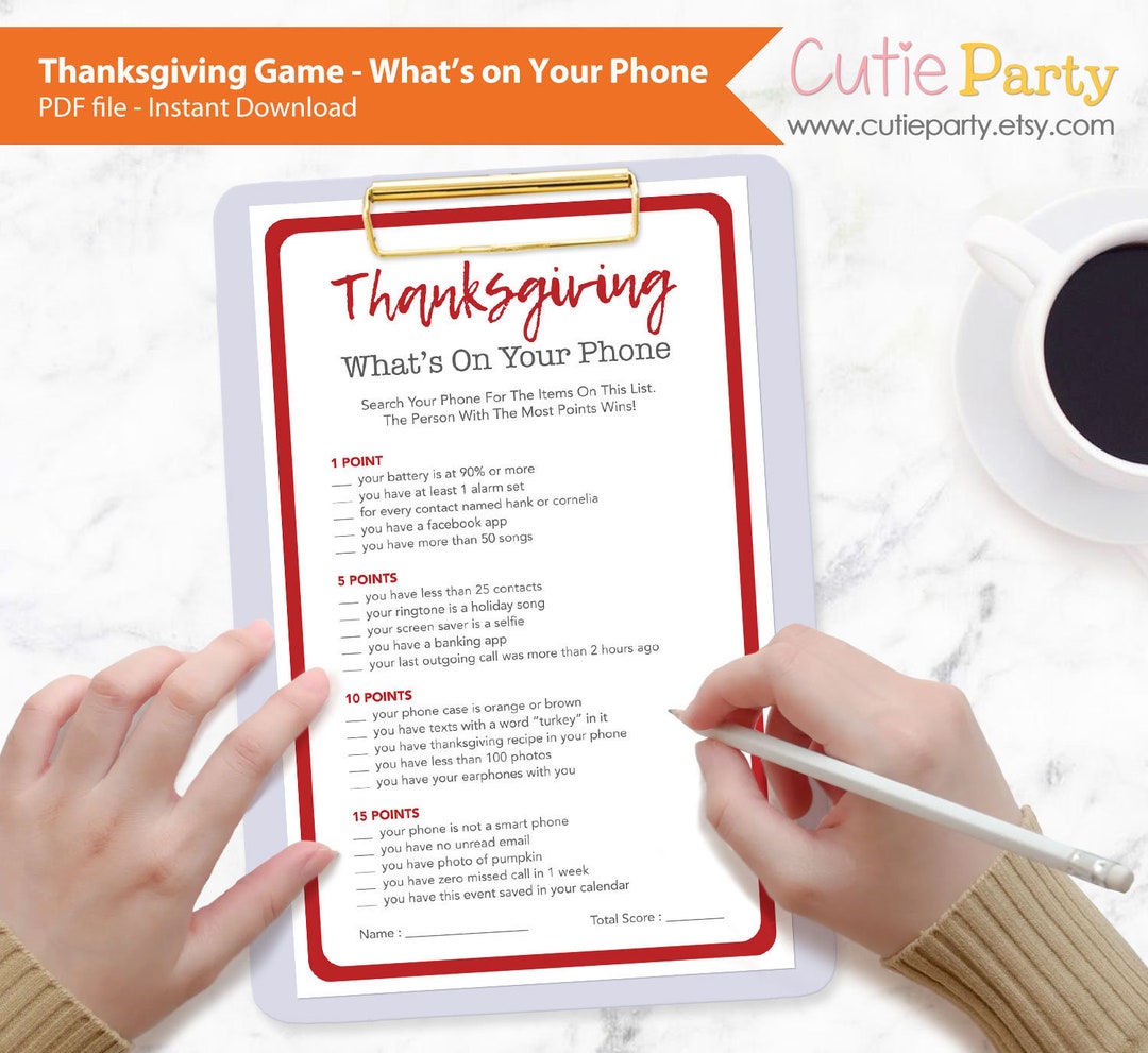 Thanksgiving Game Template Thanksgiving Whats on Your Phone - Etsy
