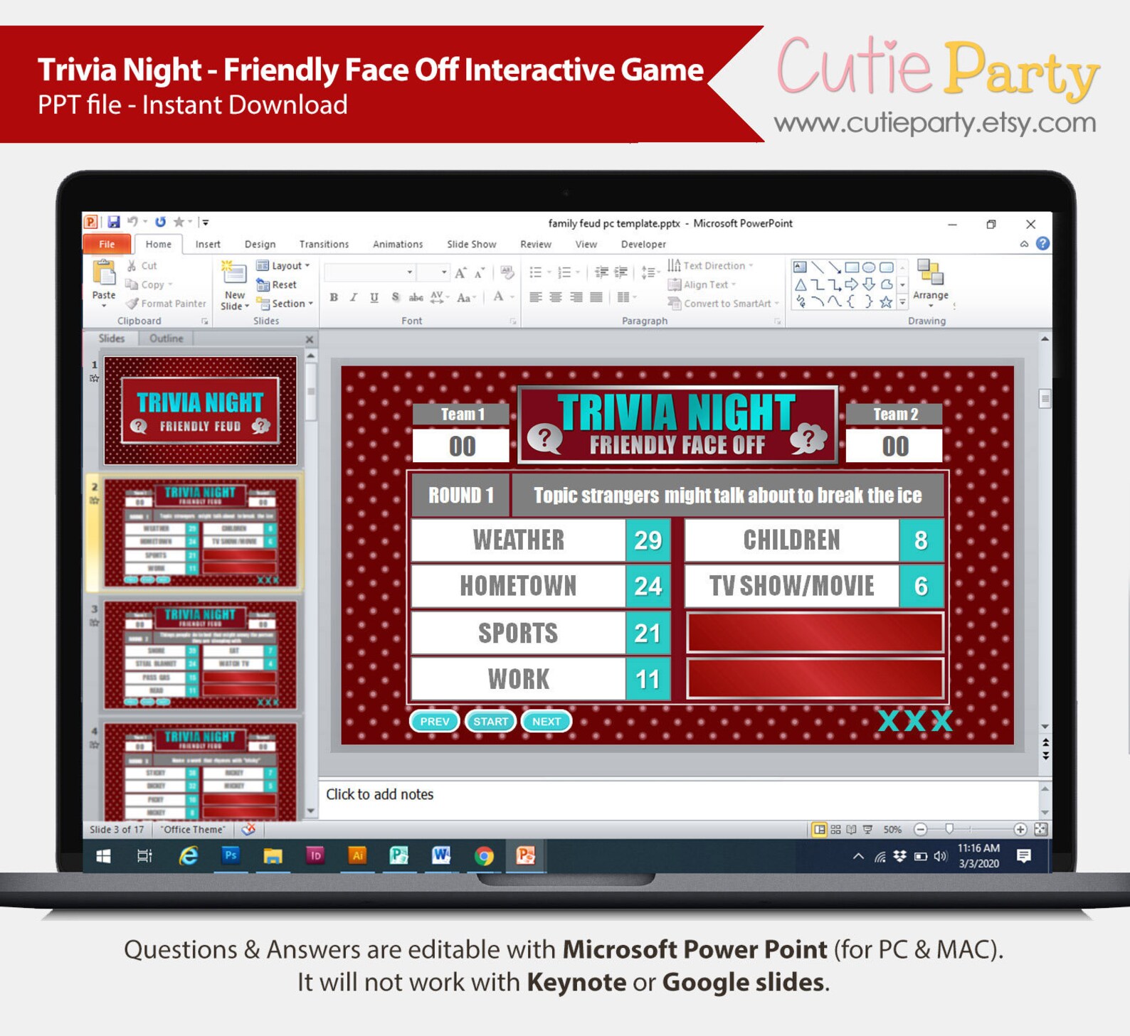 Trivia Night Friendly Feud Game, Virtual Party Trivia, Virtual Trivia ...
