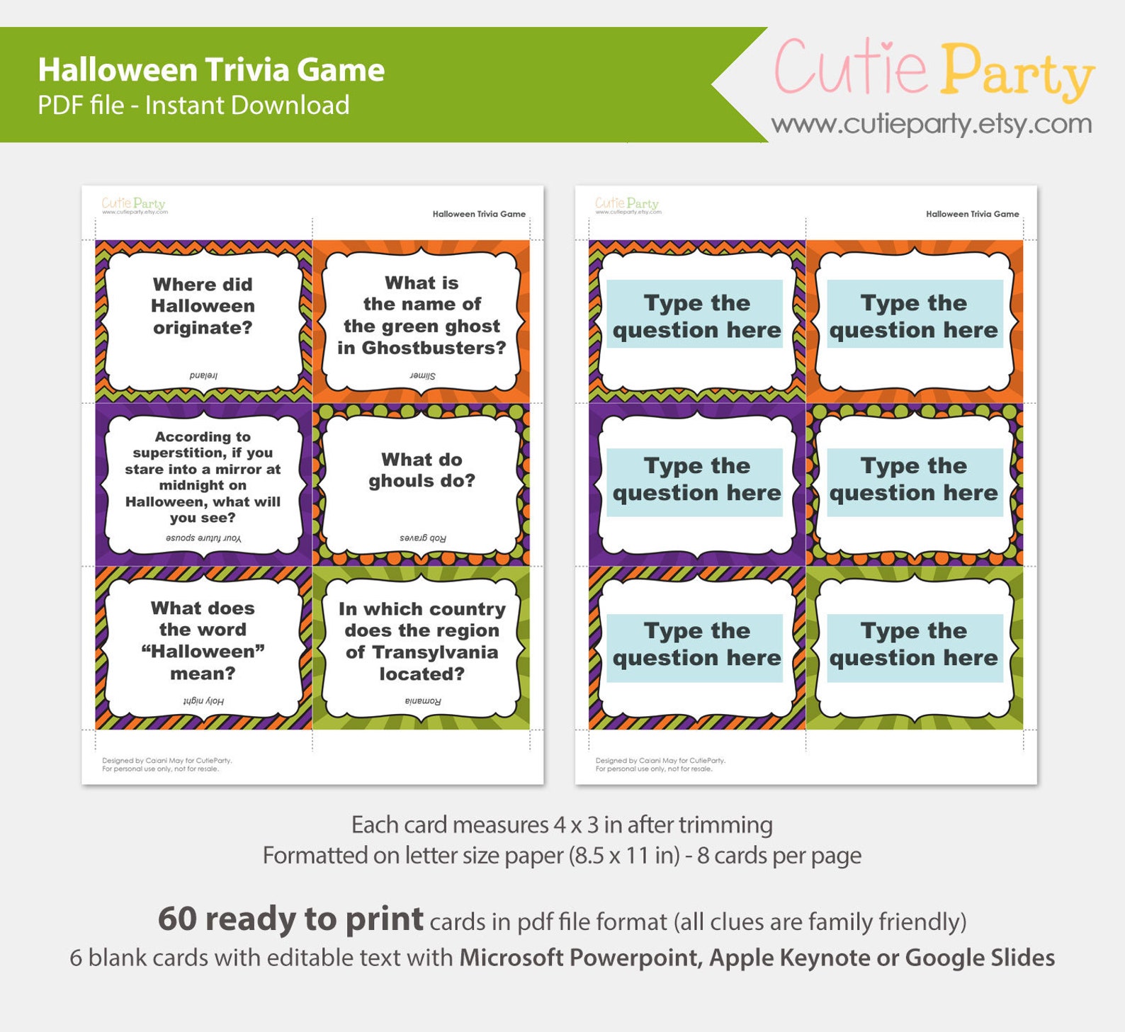 Halloween Trivia Game Halloween Guessing Game Halloween Quiz - Etsy
