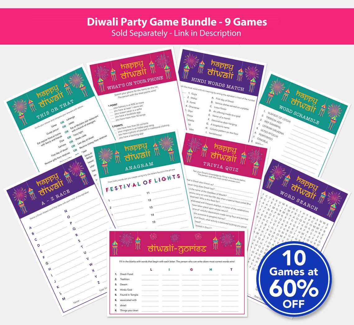 Diwali Word Match Diwali Word Game Printable Indian Party - Etsy