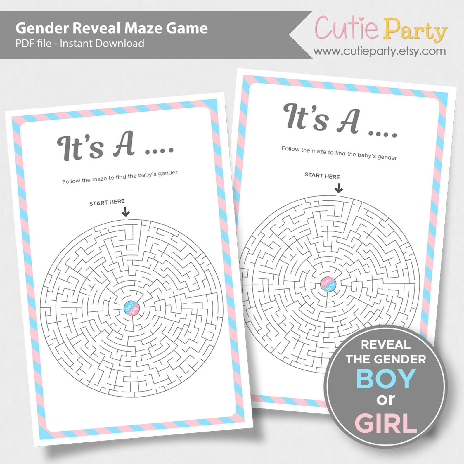 Gender Reveal Maze Game, Gender Reveal Baby Shower Game, Maze Baby ...