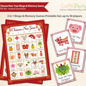 Chinese New Year Bingo & Memory Game Printable Chinese New | Etsy