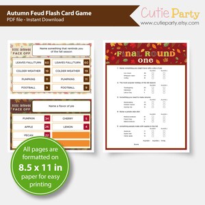 Thanksgiving Feud Game, Fall Party Game, Printable Feud Game ...