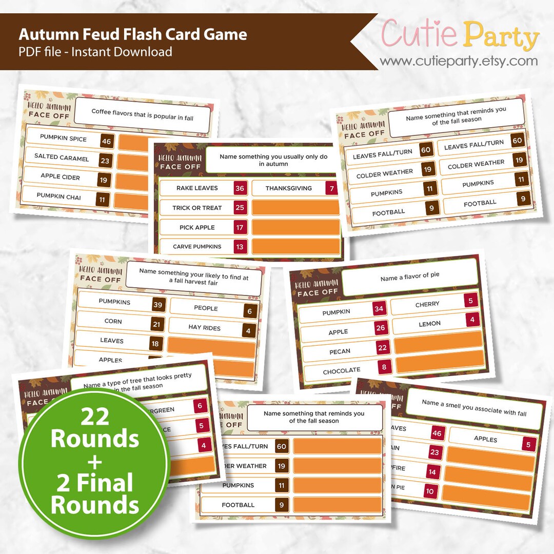 Thanksgiving Feud Game, Fall Party Game, Printable Feud Game ...