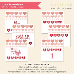 Bunco Set Printable, Valentine Day Bunco Game, Valentine Bunco Party ...