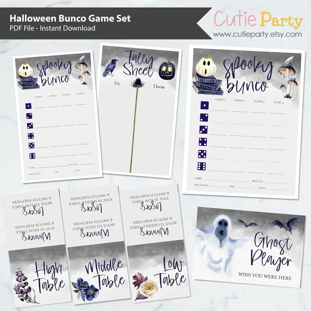 Halloween Bunco Printable, Halloween Bunco Party, Gothic Halloween ...